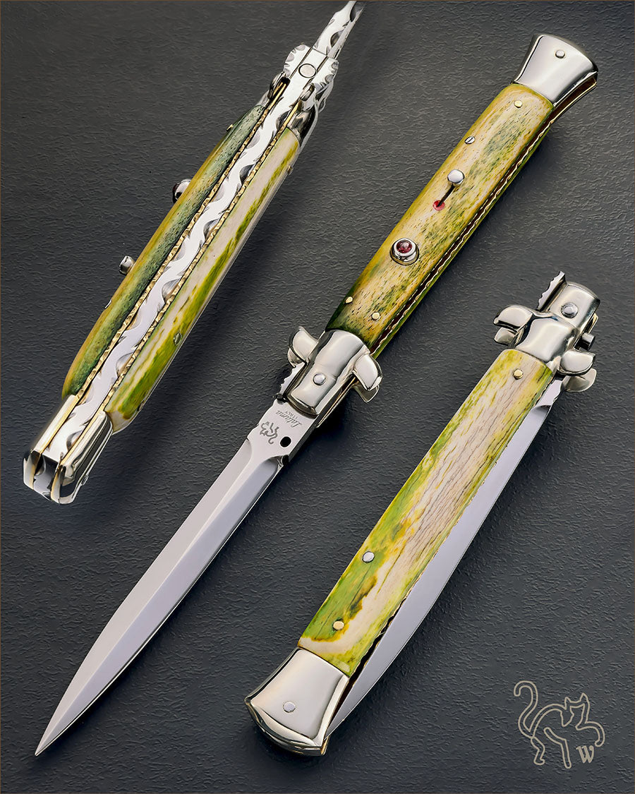Walt's 28cm CUSTOM CLASSIC “Giraffe Bone Green” Fire Opal Release Butt ...