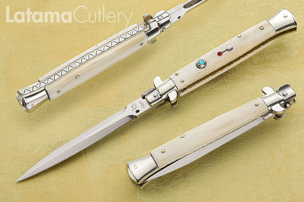 Walt's 28cm CUSTOM Picklock “White Bone” Turquoise Insert Release Butt - LATAMA